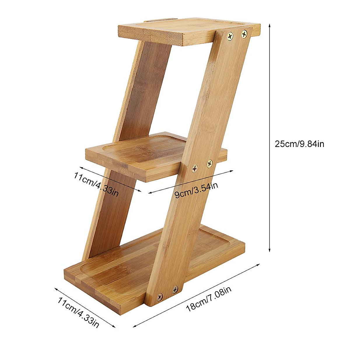 SOONHUA Mini Bamboo Plant Flower Stand,3 Tier Plant Display Ladder Shelf Flower Pot Storage Rack Display Shelving Unit Holder for Indoor and Outdoor Use Decor