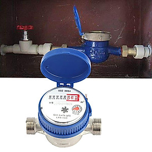 Water Flow Meter, Copper Mechanical Water Meter, Portable Water Flow Gauge, for Measuring Water Flow of Households or Gardens, with Mounting Accessories