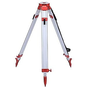 Surveying Tripod, Aluminum Survey Tripod with 5/8-Inch 11-Threaded Flat Head Quick Clamp for Auto Level