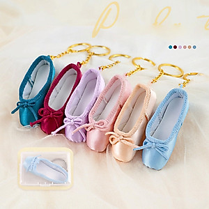 BIBABLYKE Mini Ballet Shoes Keychain Pointe Shoes Keyrings Handmade Pointe Shoe Charm Bag Penddant Gift for Dance Lovers
