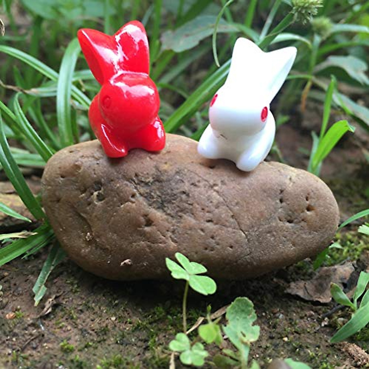 20pcs Mini Rabbit Figurine Micro Landscape Figurine Miniature Garden Figurines Bunny Rabbit Statues Micro Landscape Miniature Bonsai Ornament Ornaments Animal Fairy Garden Cartoon
