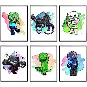 Waschbar Neon Gaming Posters for Boys Room Decor, Gaming Room Decor, Boys Room Decorations for Bedroom, Gamer Wall Art, Inspirational Posters for Video Game Room (Mining)