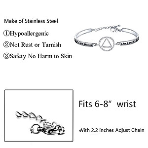 BNQL Alcoholics Anonymous Bracelet AA Sobriety Gifts Sobriety Recovery Bracelet Sober Gifts for Women (SILVER)