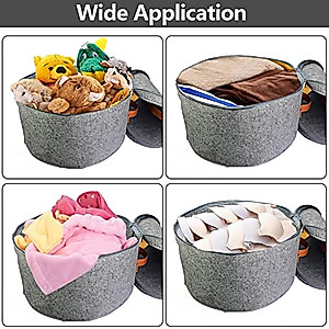 EVEKEI Hat Storage Boxes for Women and Men Hat Storage with Lid, Large Foldable Round Travel Hat boxes, Cowboy Hat Box, Bandboxes Fedora Felt Big Hat Storage Box, Hat Box for Men Large Round, Hat Organizer Hat Box for Travel 17" x 11" Inch Gray