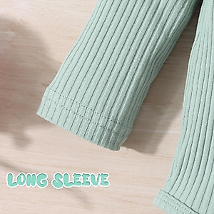 GDTOGRT Baby Girl Clothes Newborn Outfit Infant Ruffle Sleeve Romper and Floral Pants with Cute Headband Sets Baby Clothes for Girls 0-3 Months - Green