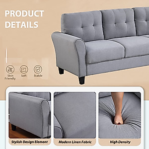 TARTOP Sofa 57.5" Modern Living Room Loveseat Linen Upholstered Couch Furniture for Home or Office,2-Seat,Light Grey-Blue