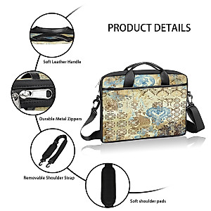 Floral Palace Motifs Laptop Computer Bag Waterproof Shoulder Messenger Bag 13-15 inch Durable Laptop Tote Bag with Shoulder Strap Handle Lightweight Crossbody Briefcase
