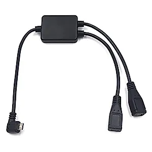Kework Micro USB 5 Pin Splitter, 30cm Right Angle Micro USB Splitter Cable, 2 Ports Micro USB Hub 1 Male to 2 Female Extension Splitter Y Type Cable (Right Angle)