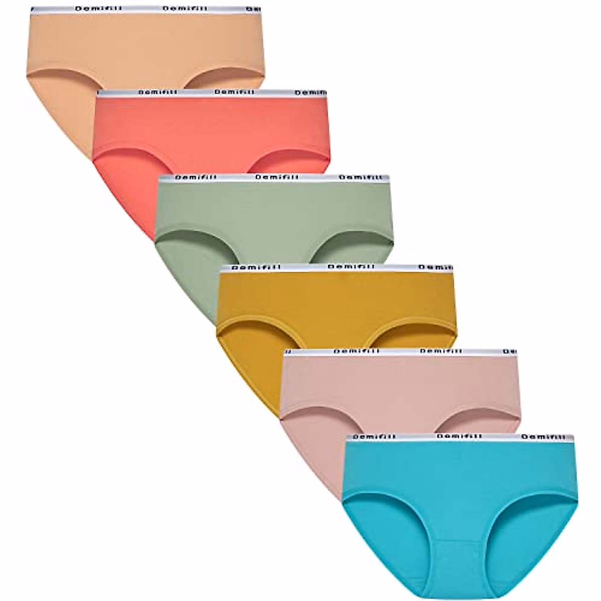 Demifill Teen Girls Underwear Cotton Briefs Panties for Teens Pack of 6 Size 16-18Years