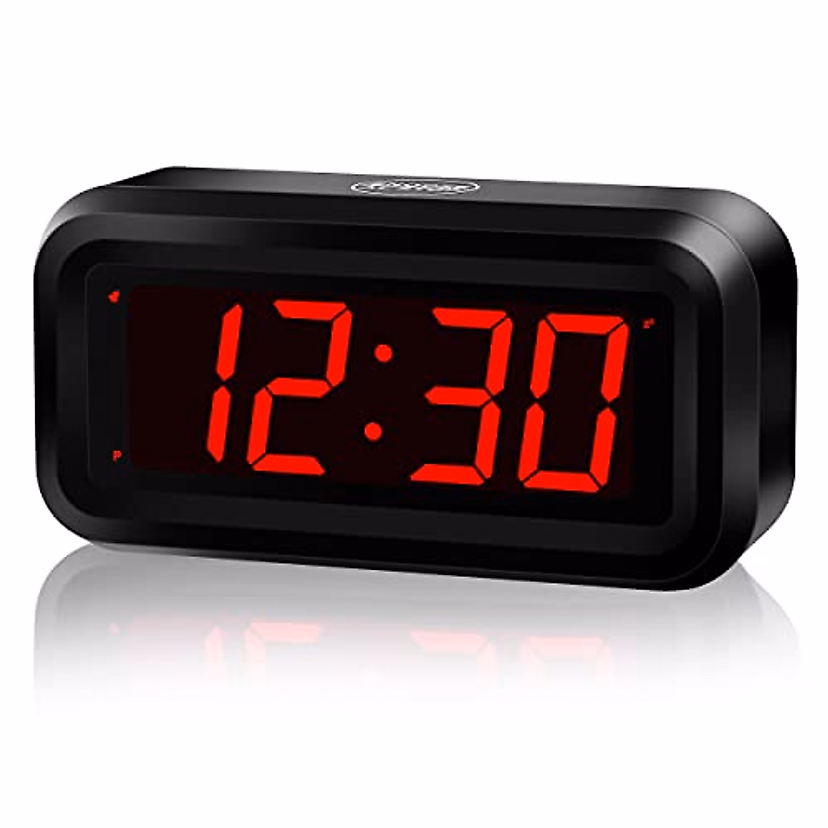 KWANWA Alarm Clock, Wall Clock, Battery Operated, Adjustable 3-Level Led Brightness, Dim Night Model, 12/24Hr, Cordless, Constantly 1.2'' Red Digits Display, Small Clock for Bedroom