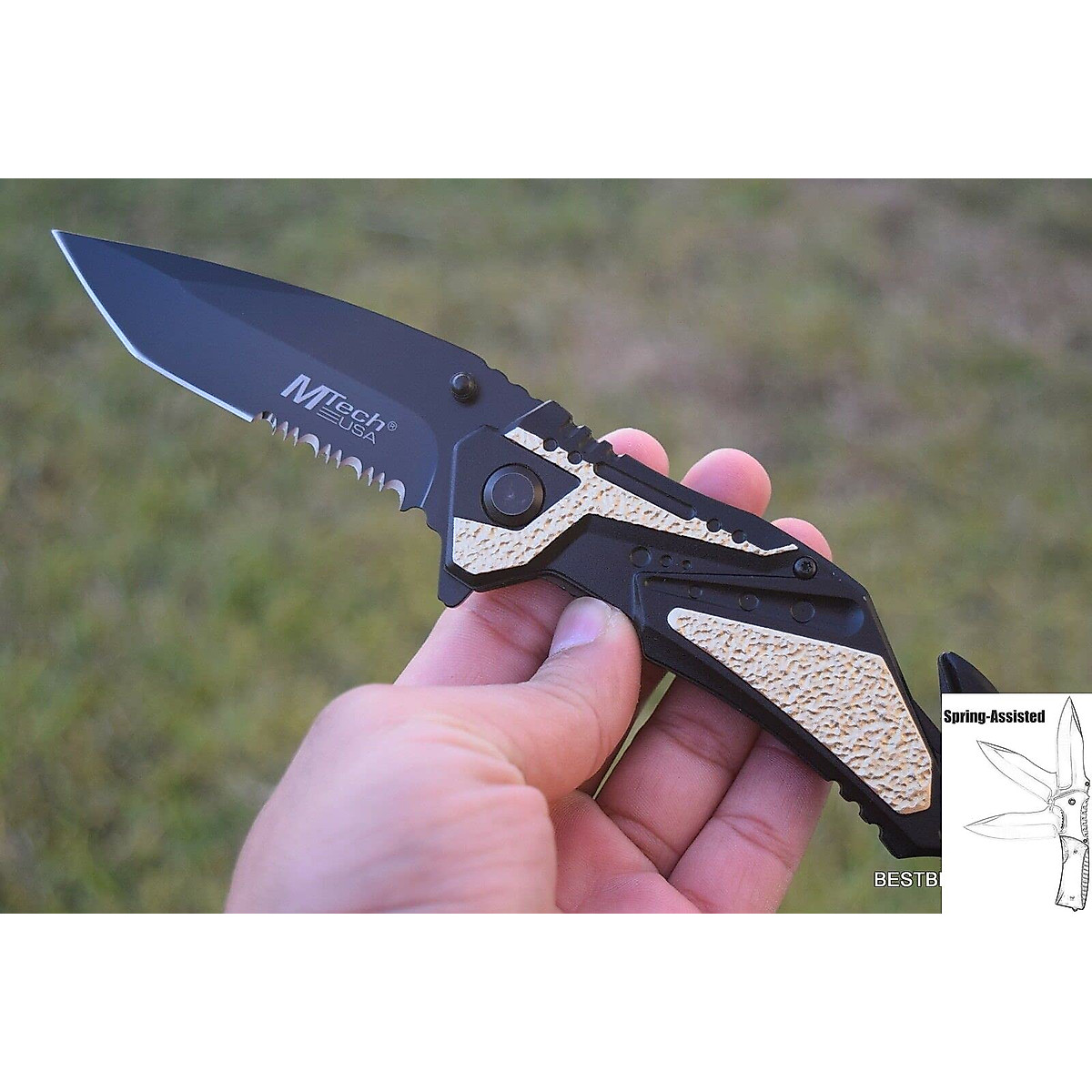 8.25 Inch Mtech Tactical Stainless Steel Open Folding Pocket Knife With Clip Outdoor Survival Hunting Knife for Camping by Survival Steel