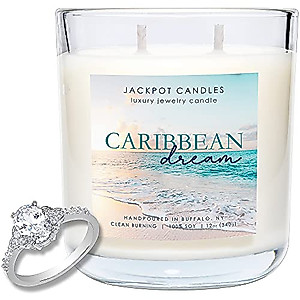 Jackpot Candles Caribbean Dream Candle with Ring Inside (Surprise Jewelry Valued at 15 to 5,000 Dollars) Ring Size 7