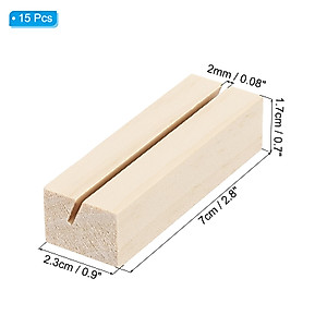 PATIKIL Wooden Place Card Holder 2.8"x0.9"x0.7", 15 Pcs Natural Wood Table Number Sign Photo Picture Holders Wooden Stands for Home Dinner Wedding Birthday Party
