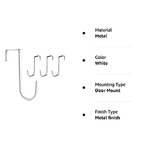 FLOWRALiKI Over The Door Hook, 4 Pack Door Hooks for Hanging Clothes, Towels, Coats, and More