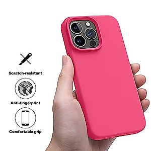 OTOFLY Compatible with iPhone 13 Pro Case,Liquid Silicone Slim Protective Shockproof Phone Case Cover with Anti-Scratch Microfiber Lining, 6.1 inch (hot Pink)