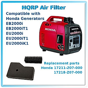 HQRP 2-pack Cleaner Element & Outer Filter compatible with Honda EB2000i, EB2000iT1, EU2000i, EU2000iT1, EU2000iK1 Generators, parts 17211-Z07-000 17218-Z07-000 Replacement