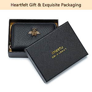 imeetu RFID Credit Card Holder, Small Leather Zipper Card Case Wallet for Women (Lite,Fuchsia)