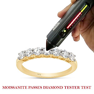 SAVEARTH DIAMONDS Moissanite Wedding Band 18K Yellow Gold Plated 925 Sterling Silver Wedding Rings 0.7ct D Color VVS1 Lab Created Diamond Half Eternity Wedding Band Stackable Ring for Women-9