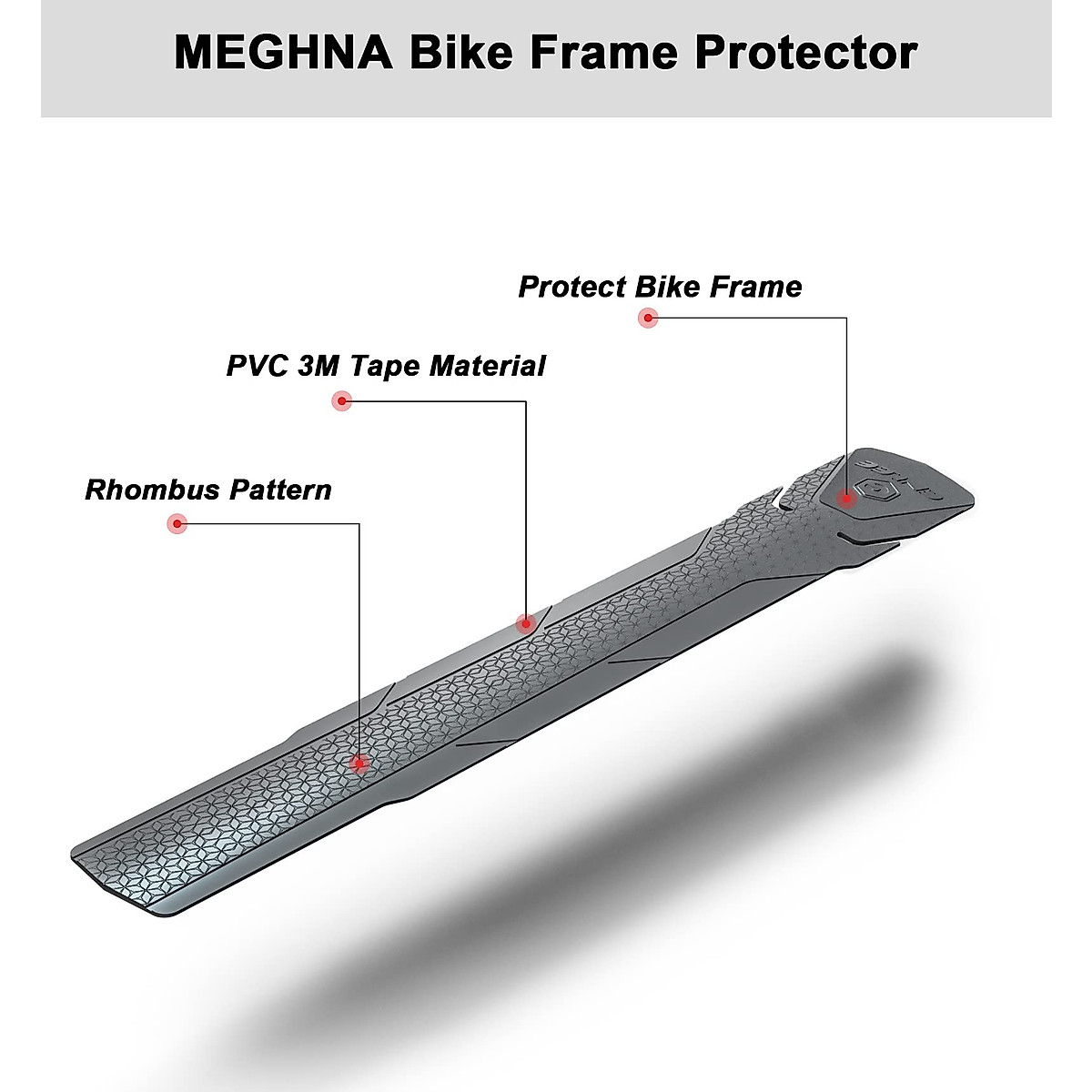 MEGHNA Bike Frame Protection Downtube Frame Protector 3M Tape for Mountain Bike Road Bike, Grey