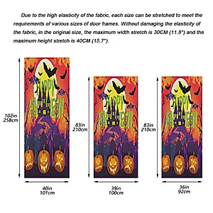 Burbuja Halloween Pattern Door Cover, Stretch Fabric Backdrop Door Porch Covers for Home Party Holidays Decoration, 32x79 in