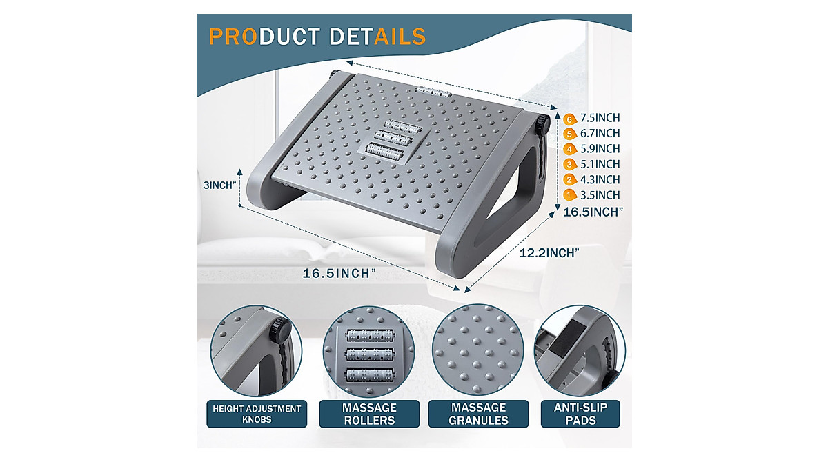 Ergonomic Adjustable Foot Rest for Comfort at Work