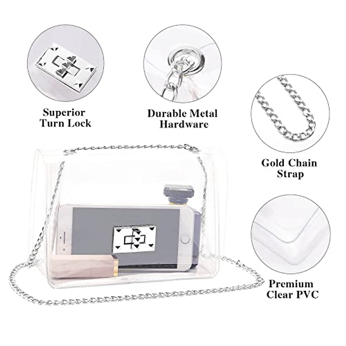 COROMAY Clear Purse for Women, Clear Bag Stadium Approved, Clear Crossbody Bag for Women