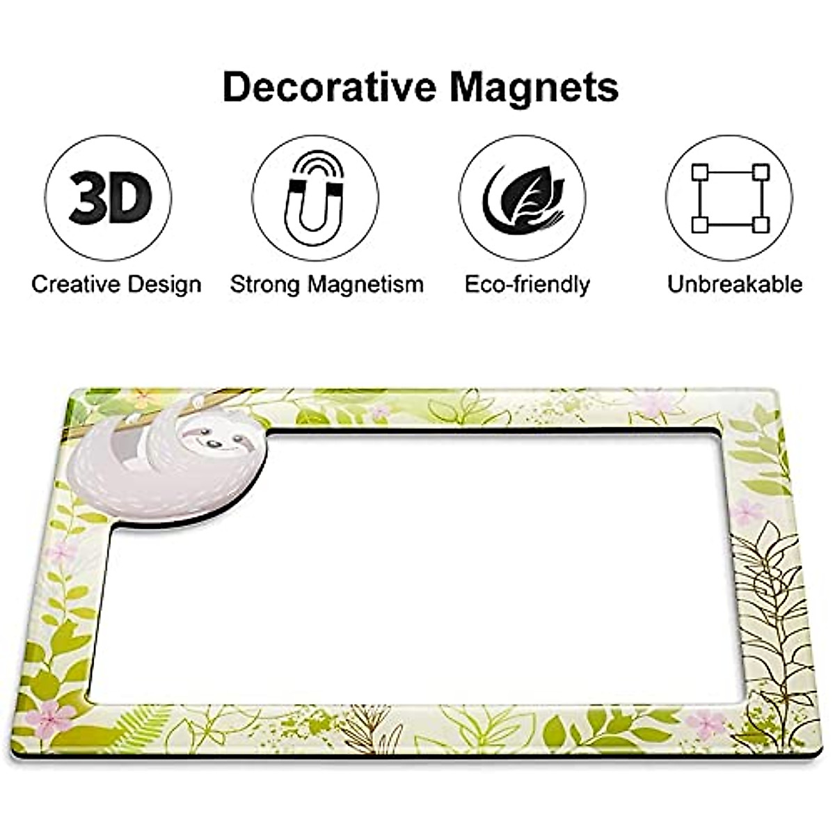 MORCART Sloth Magnets for Fridge, 4"x 6" Magnetic Photo Frame Set Refrigerator Kitchen School Cabinets Classroom Whiteboard Office Cubicle Board Decorative Magnets Gifts for Adults