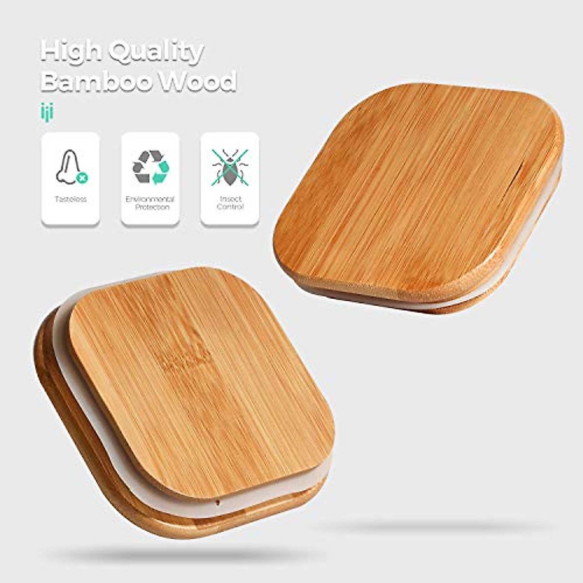 ComSaf Airtight Glass Storage Canister with Wood Lid (50oz), Clear Food Storage Container Jar with Sealing Bamboo Lid for Noodles Flour Cereal Rice Sugar Tea Coffee Beans, Set of 3