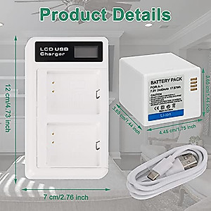 Charger and Battery for Arlo Pro/Pro 2(VMA4400) Spotlight Camera, Fast Dual Port Charger Station, 7.2V 2440mAh 17.57WH Replacement Rechargeable Battery 2 Pack (for Pro/Pro 2)