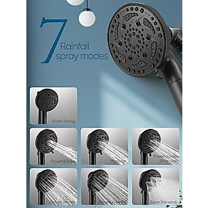 Cobbe Filtered Shower Head with handheld, High Pressure 7-mode Showerhead Hose, Bracket, Water Softener Filters Beads for Hard Remove Chlorine and Harmful Substance, Black, U.S. Patents