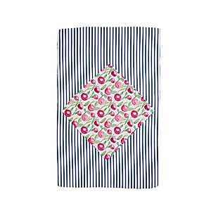 Crae Home Waffle Weave Pattern Microfiber Hand Towel Wash Cloth Set (Indigo/Poppie)