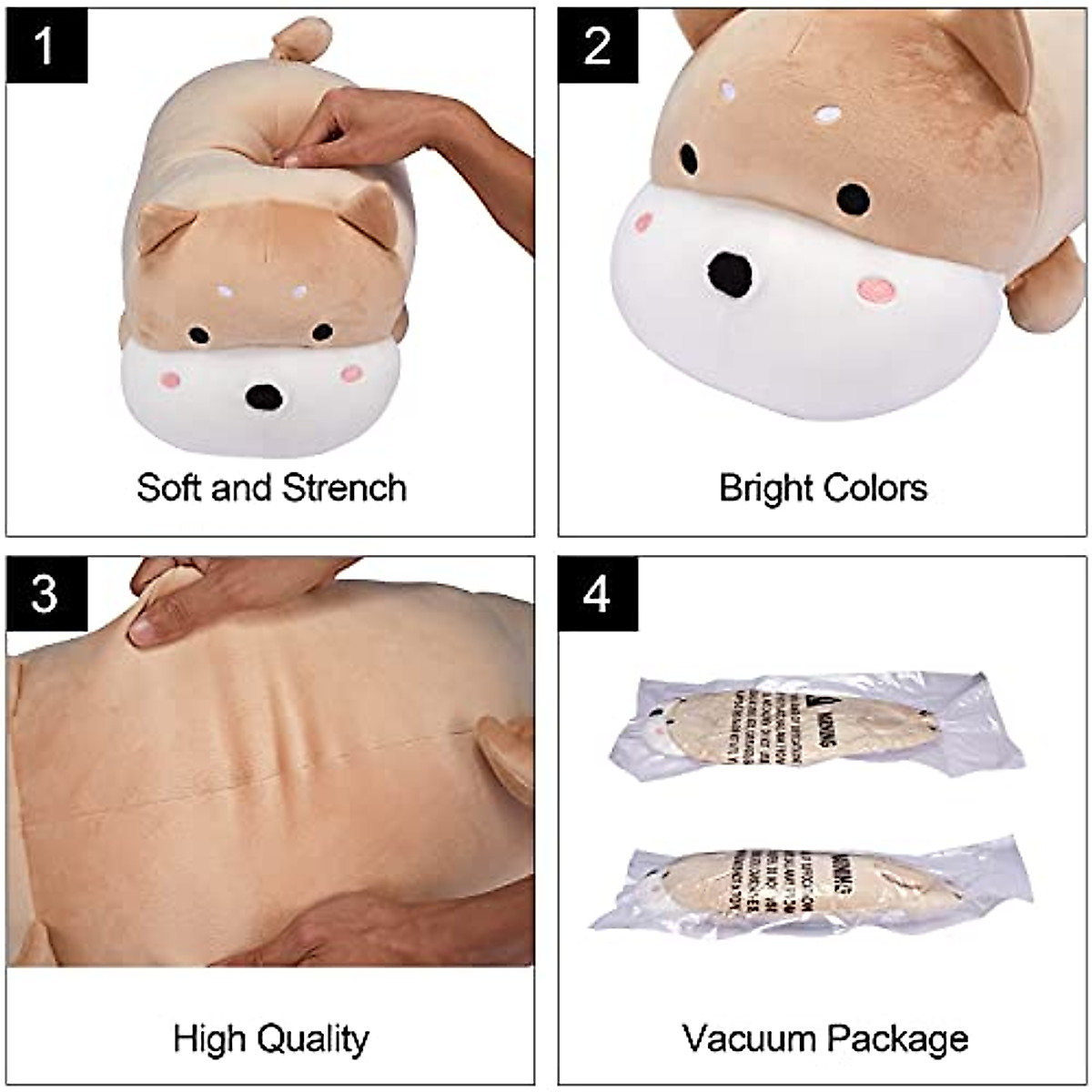 Z ZBWKBR Dog Stuffed Animal Dog Plush Pillow,Soft Cute Shiba Inu Plush Soft Plush Toy Gift for Kids Birthday Home Decor Hugging Sleeping Comfort Cushion 12'' (Yellow, Small)