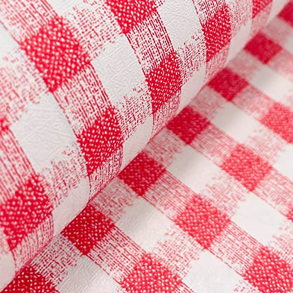 Yifely Pink Checked Furniture Paper Mediterranean Style Countertop Door Sticker Shelf Liner 17.7inch by 9.8 Feet