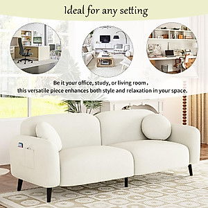 P PURLOVE Upholstered Sofa, Chenille Loveseat Sofa for Living Room, Bedroom, Apartments (Beige)