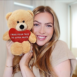 I Miss Your Face So Effin Much - 10" Teddy Bear & Gift Bag - Funny Stuffed Animal Plush Gift for Girlfriend, Boyfriend, Best Friend - Birthday, Anniversary, Valentines, or Long Distance - Witty Bears