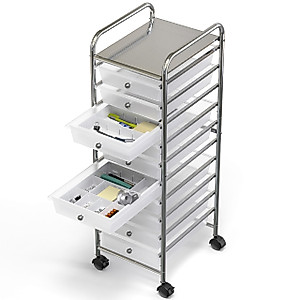 Simple Houseware Drawer Organizer Tray with 9 Adjustable Compartments, White