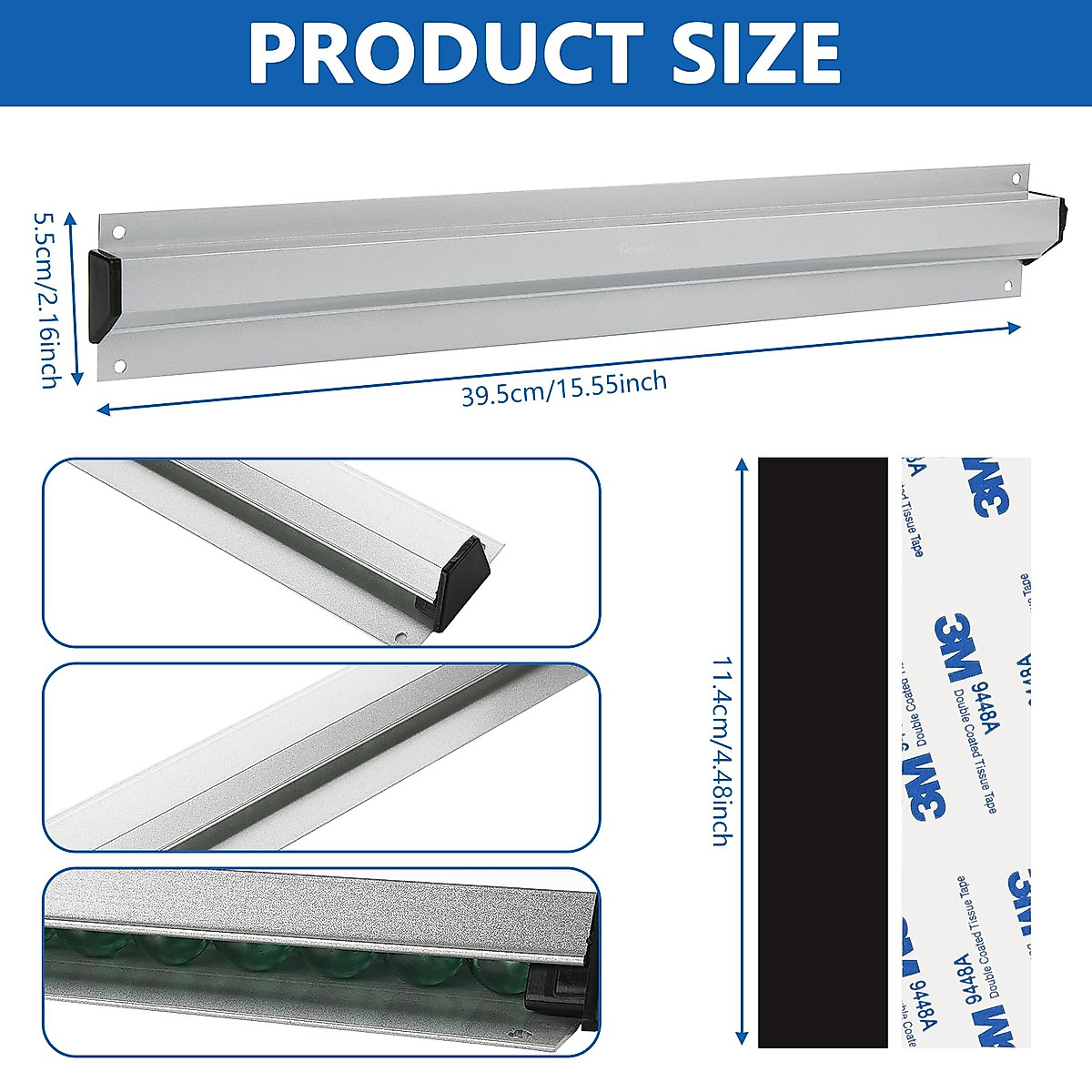 16 Inch Restaurant Receipt Holder with Ticket Rack Magnetic Note, Silver Kitchen Slide Check Rack, Bill Orders Ticket Holder Tab Aluminum Display Rail for Restaurant Cafes Pubs Bars