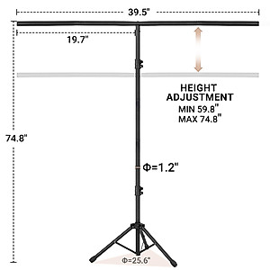 6.5x3.2ft T-Shape Backdrop Stand, Adjustable Background Support Stand Kit, Portable Photo Banner Holder with 4 Spring Clamps, Sandbag, Carry Bag for Party, Wedding, Photography and Decoration