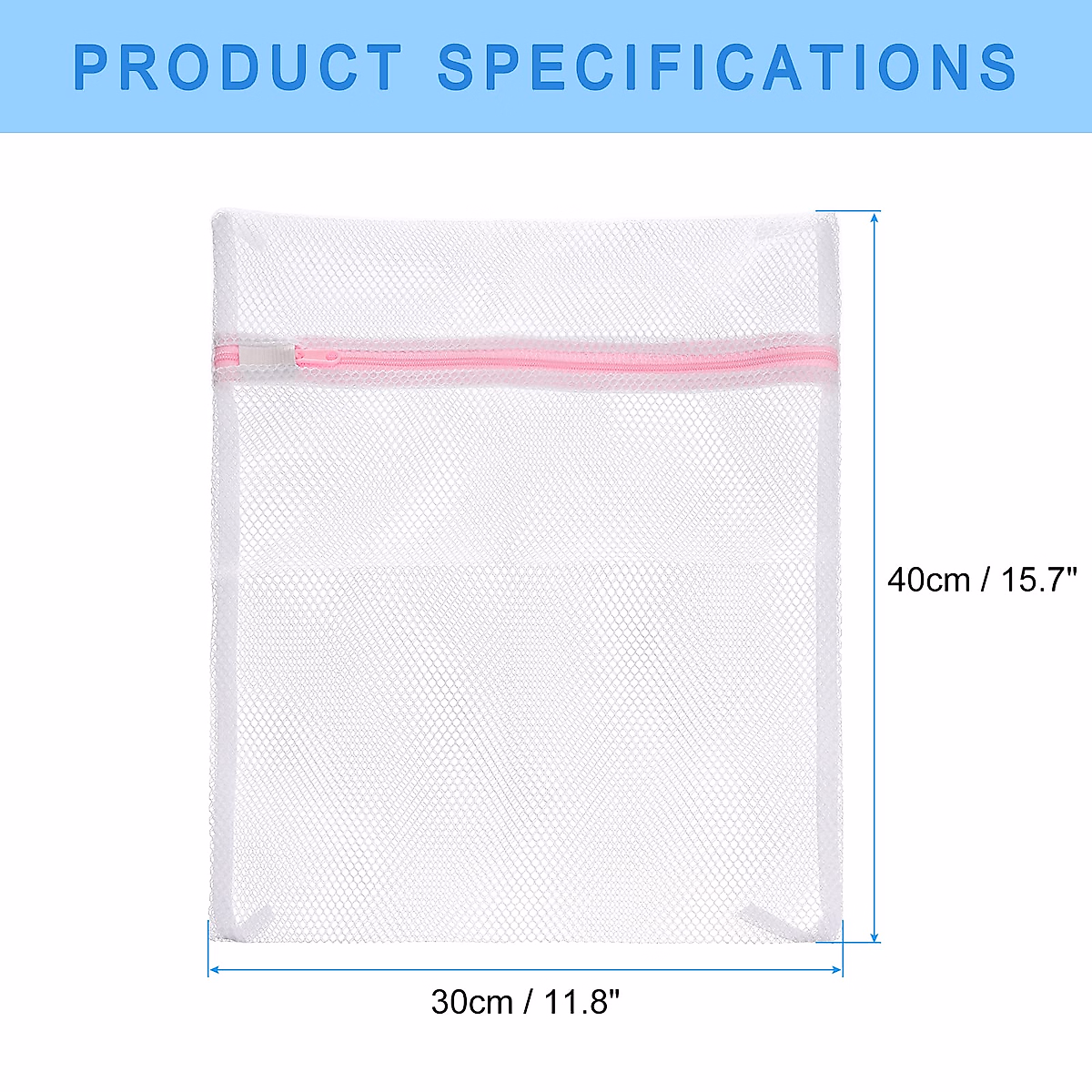 uxcell Mesh Laundry Bags, 5Pcs 11.8"x15.7" Mesh Wash Bag Travel Storage Organize Bags with Zipper for Delicate Clothing Laundry Stocking, Pink