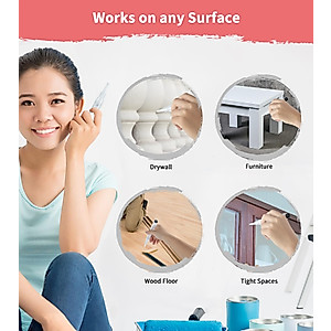 Fillable Touch Up Paint Pen Brush, 3 Pcs Paint Pen for Wall Touch Up, Refillable Paint Pens for Walls, Wood Floors, Cabinets, Windows, Doors (6 Pcs(Pack of 1))
