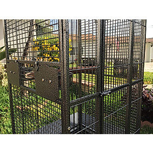 Large Elegant and Durable Wrought Iron Double Ladders Open Play Top Bird Parrot Rolling Cage, Include Seed Guard