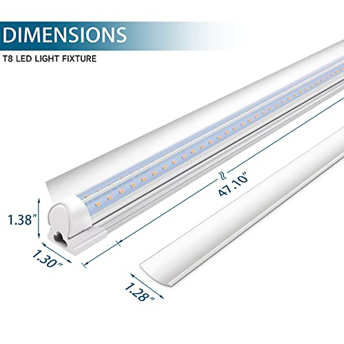 Barrina LED Shop Light, 4FT 40W 5000LM 5000K with Reflectors, V Shape LED Shop Lights, Daylight White LED for Garage Lights, Clear Cover LED Ceiling Light, T8 Integrated Light Fixture