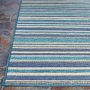 Couristan Cape Brockton Indoor/Outdoor Area Rug, 5'3" x 7'6", Cobalt Blue-Teal