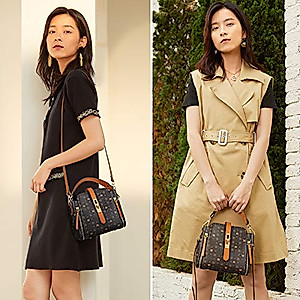 FOXER Faux PVC Leather Small Crossbody Purse for Women Fashion Signature Lady Monogram Purses and Handbags Girl Bag with Adjustable Shoulder Strap