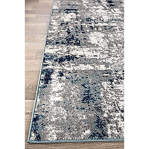 Rugshop Contemporary Abstract Distressed Area Rug 7'10" x 10' Blue