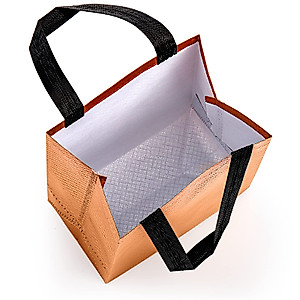 Nicunom 60 Pack Reusable Gift Bags, Grocery Bags Tote Bags Bulk Gold Glossy Party Favor Bags Gift Bags for Present Birthday Bridal Shower Wedding Easter Mother's Day, 8" x 10"