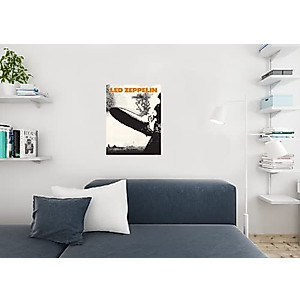 Pyramid America Led Zeppelin I Music Album Cover Poster Blimp On Fire Classic Rock Roll Band Cool Wall Decor Art Print Poster 24x36