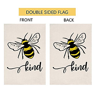 BLKWHT Bee Kind Spring Summer Garden Flag Vertical Double Sided Burlap Yard Outdoor Decor 12.5 x 18 Inches