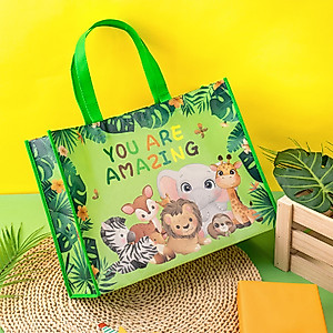 Loveinside Large Recycled Gifts Bags with Handles, Kids Reusable Birthday Party Gift Bag, Shopping Bag - 16" x 6" x 12", 1 Pcs - Animal