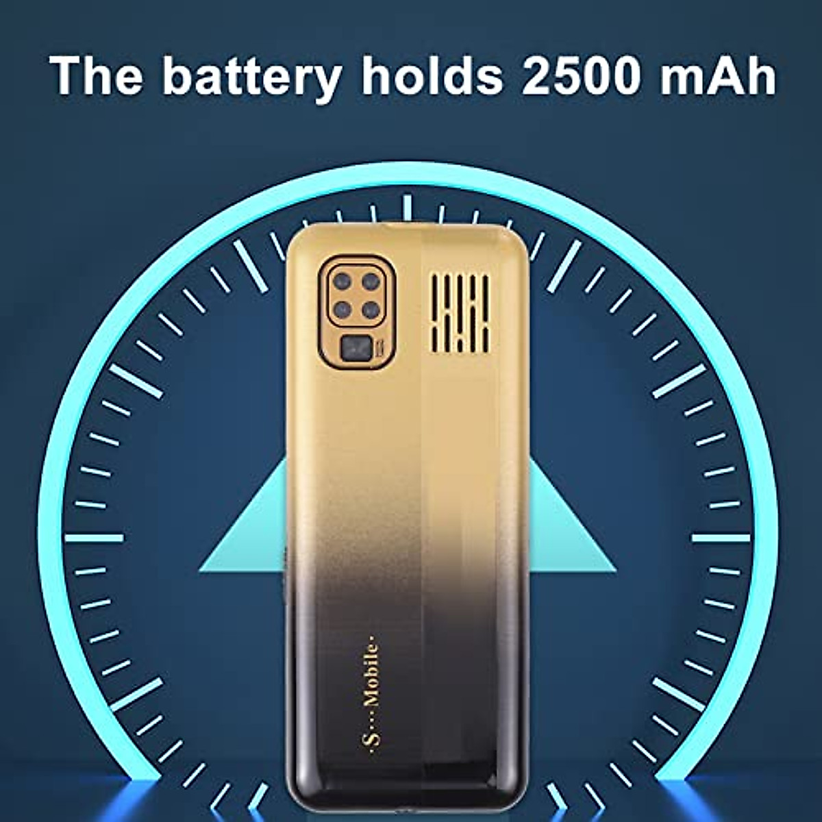 ASHATA W23 Ultra Thin 2G Mobile Phone for Senior, Big Speaker and Voice, Multifunctional Long Standby Unlocked Cellphone, 3 Card 3 Standby, 16GB Memory Card(Gold)